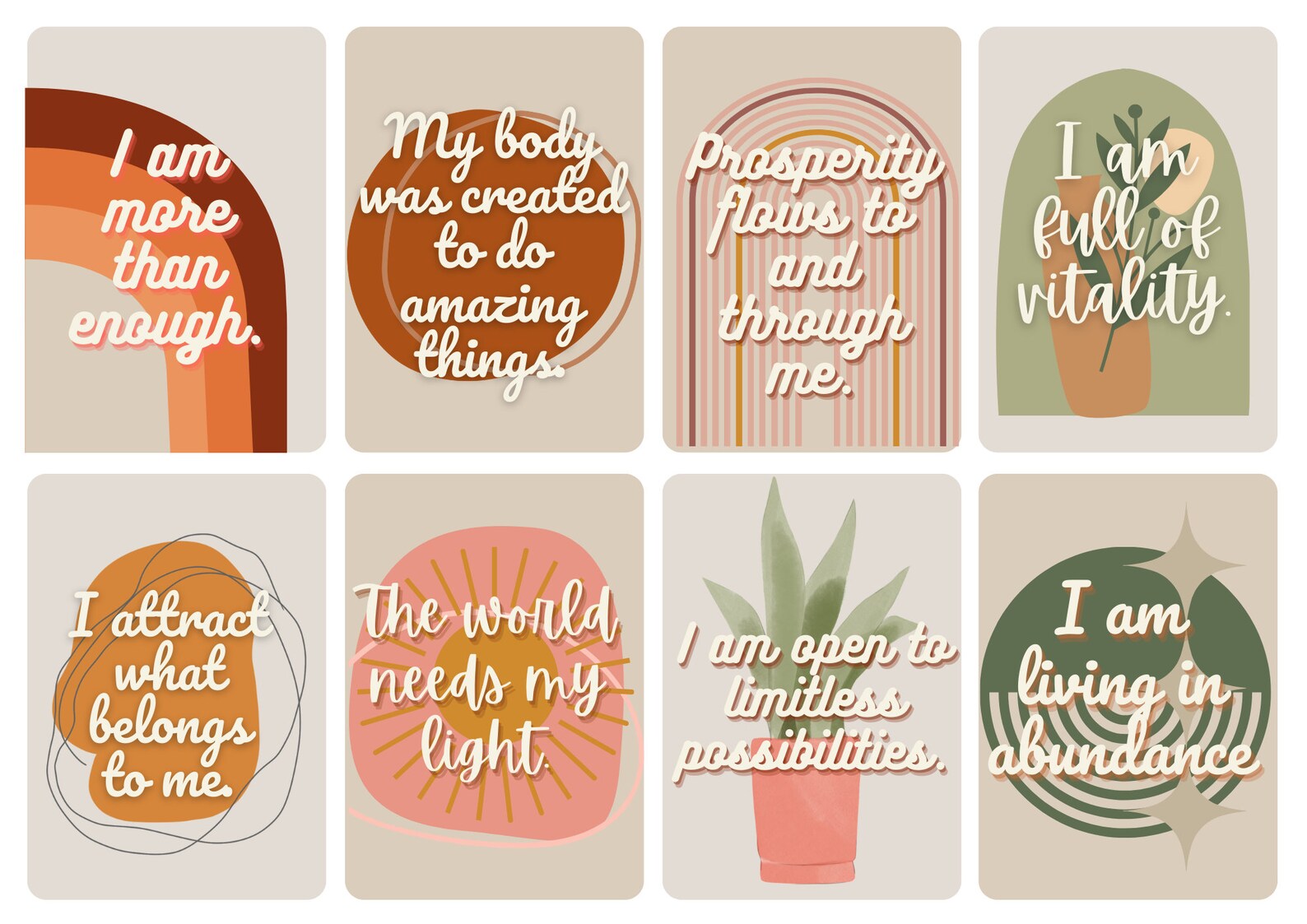 Positive Affirmation Cards for Women, Vision Board Printables, Digital ...