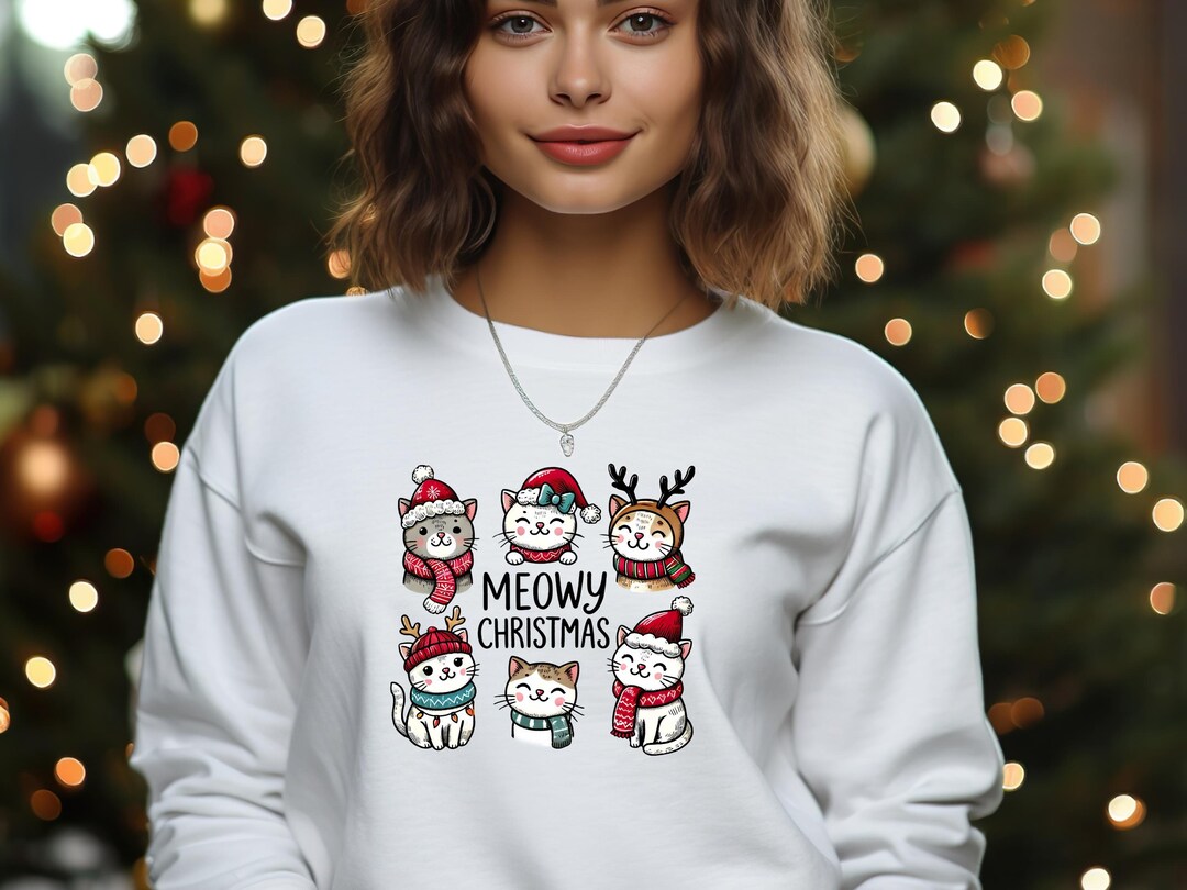 Christmas Cat Clipart - "meowy Christmas" PNG Digital Design - Etsy