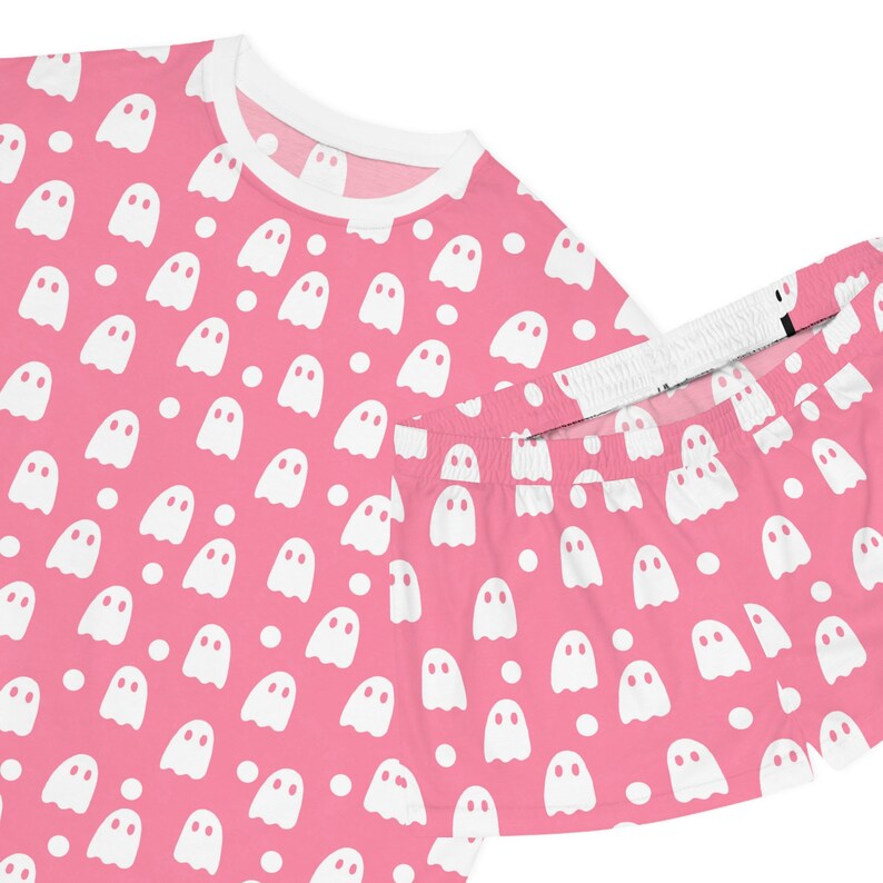 Cute Pink Ghost Womens Pajama Set Spooky Charm for Halloween and Fall ...