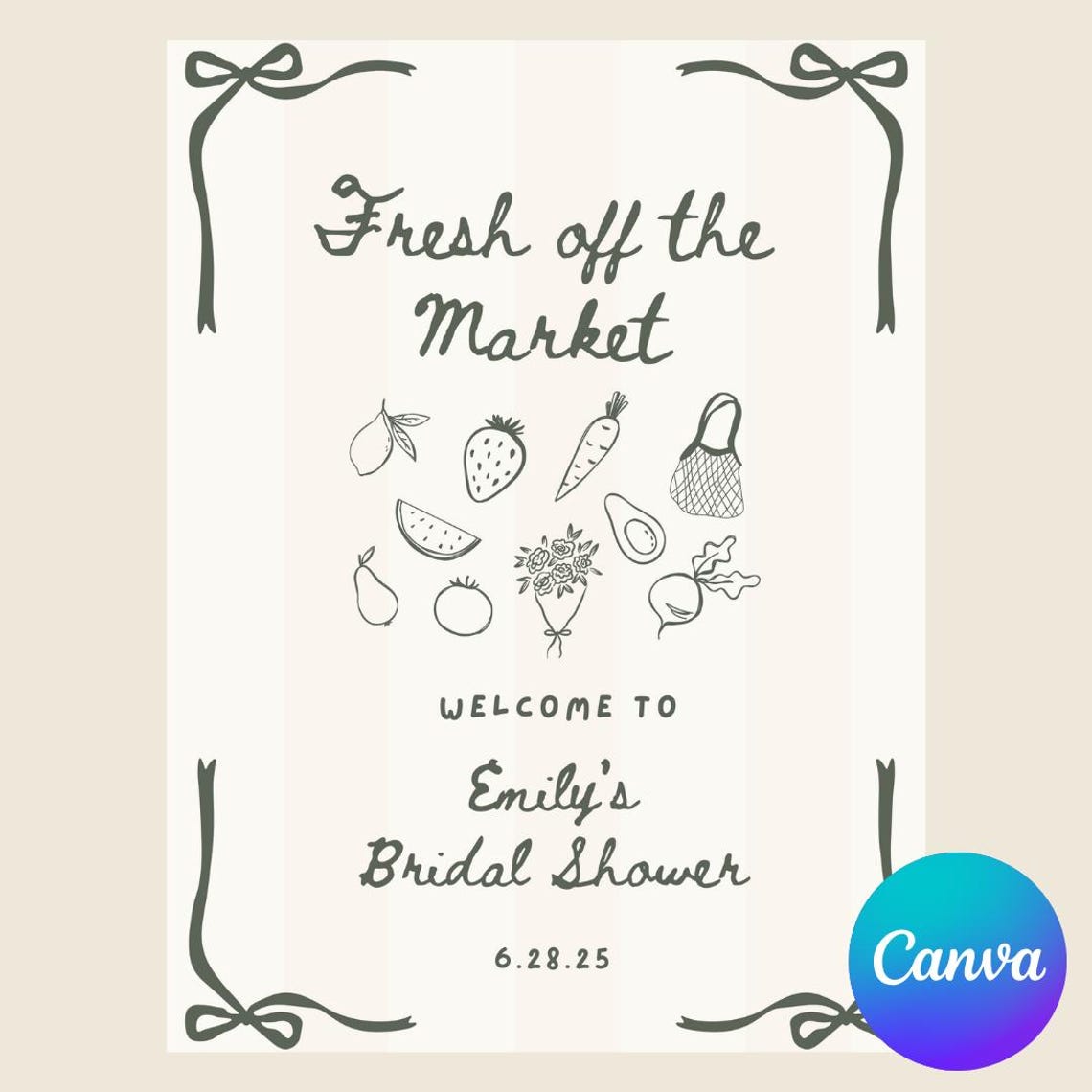 Fresh off the Market Bridal Shower Sign | Farmers Market Theme ...