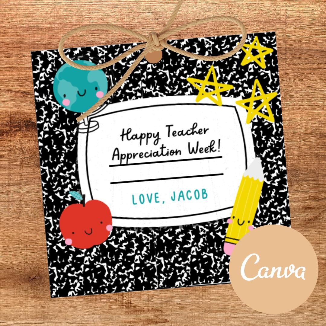 Editable Teacher Appreciation Gift Tags: Canva Template (instant ...