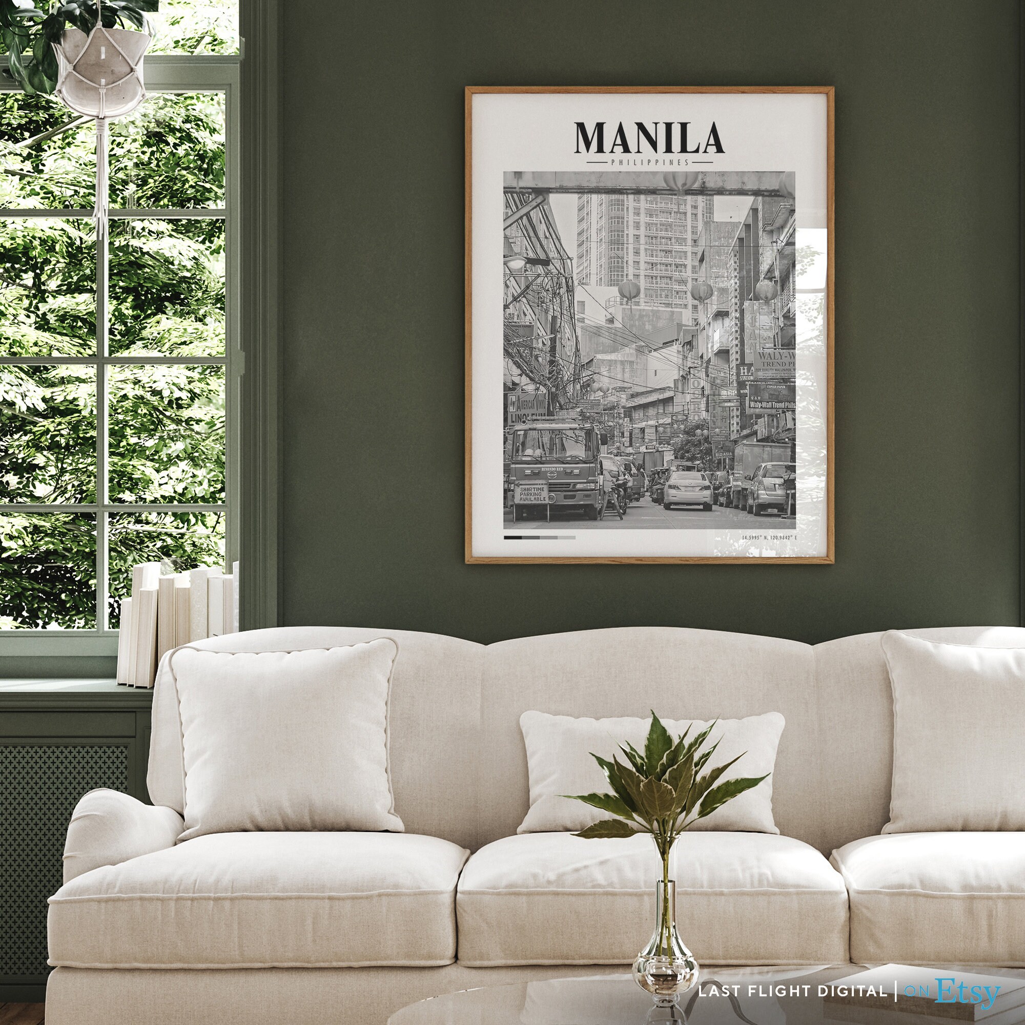 Philippines Poster Manila Print Binondo Skyline Cityscape - Etsy