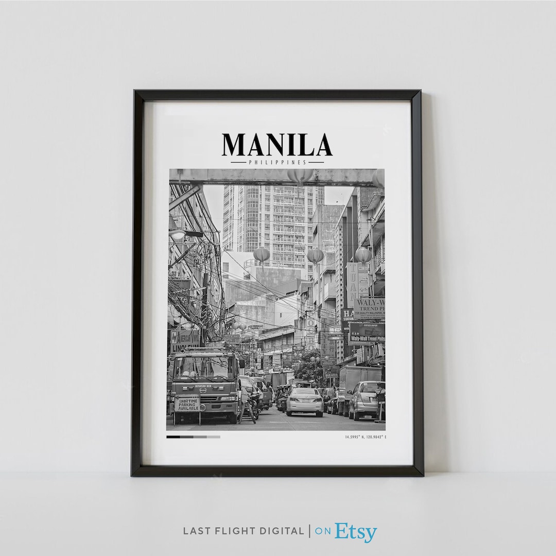 Philippines Poster Manila Print Binondo Skyline Cityscape - Etsy