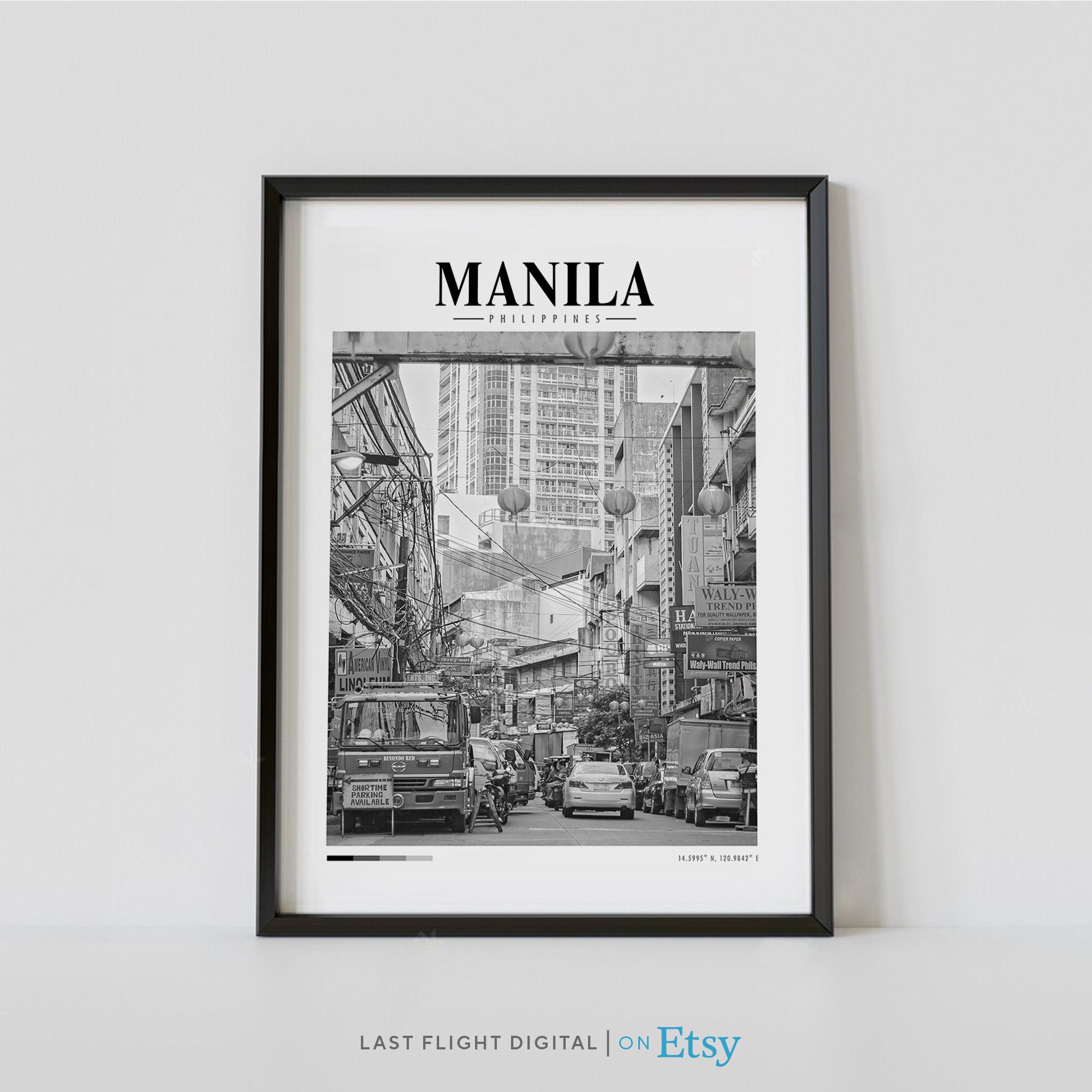 Philippines Poster Manila Print Binondo Skyline Cityscape - Etsy