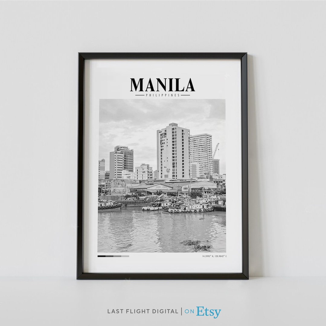 Philippines Poster Manila Print Skyline Cityscape Manila - Etsy