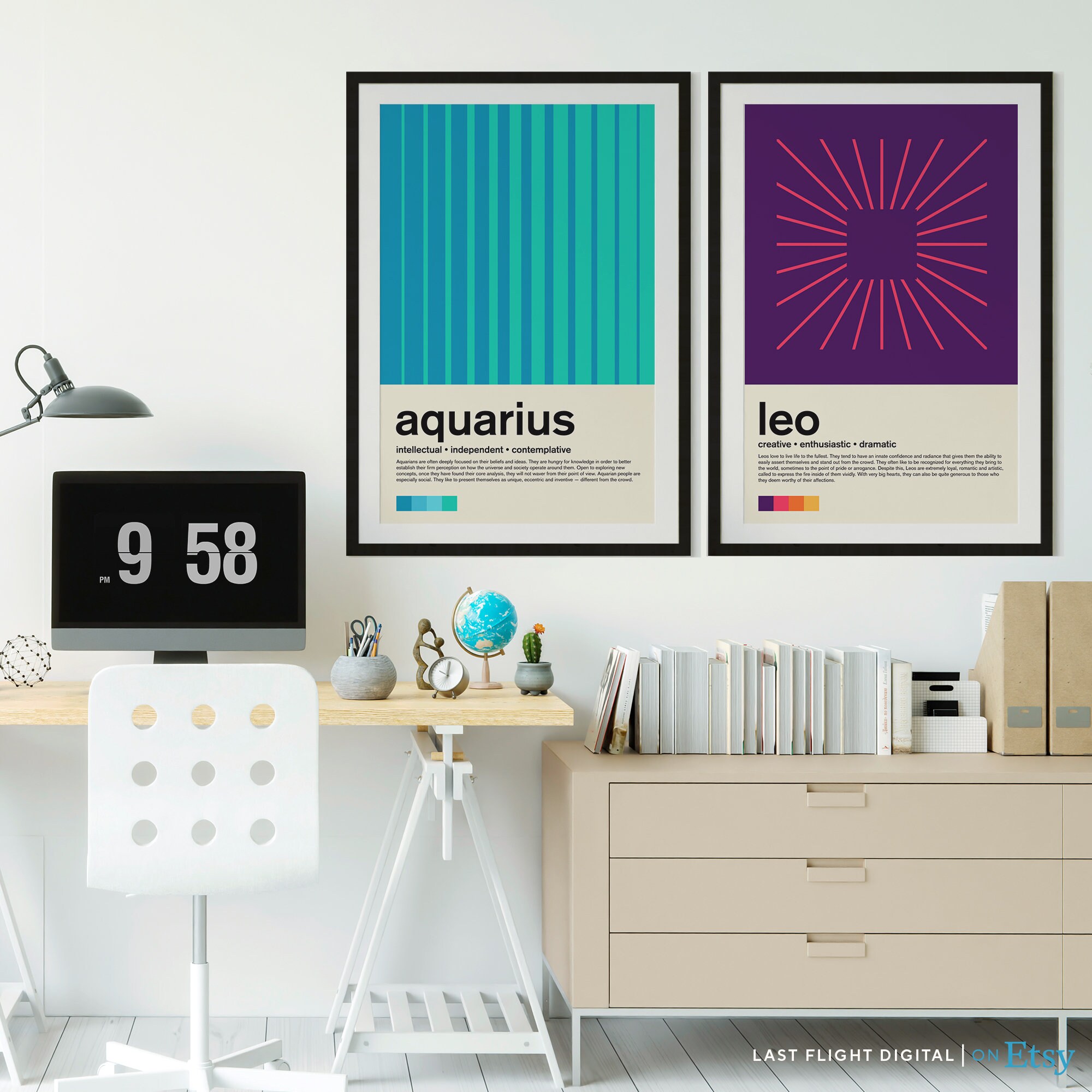Zodiac Print Set of 6 Astrology Poster Zodiac Poster - Etsy