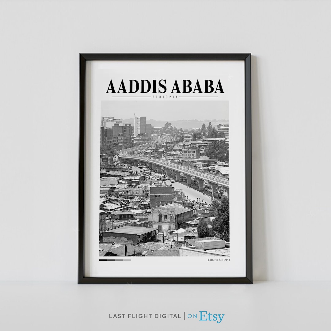 Ethiopia Print, Addis Ababa Poster, Cityscape, Downtown, City Streets ...