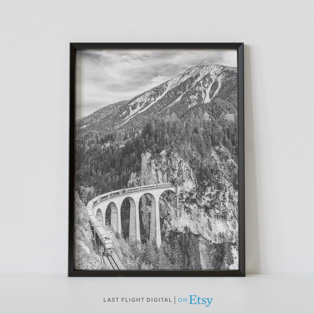 Switzerland Print, Bernina Express, Switzerland Poster, Wall Art, Black ...