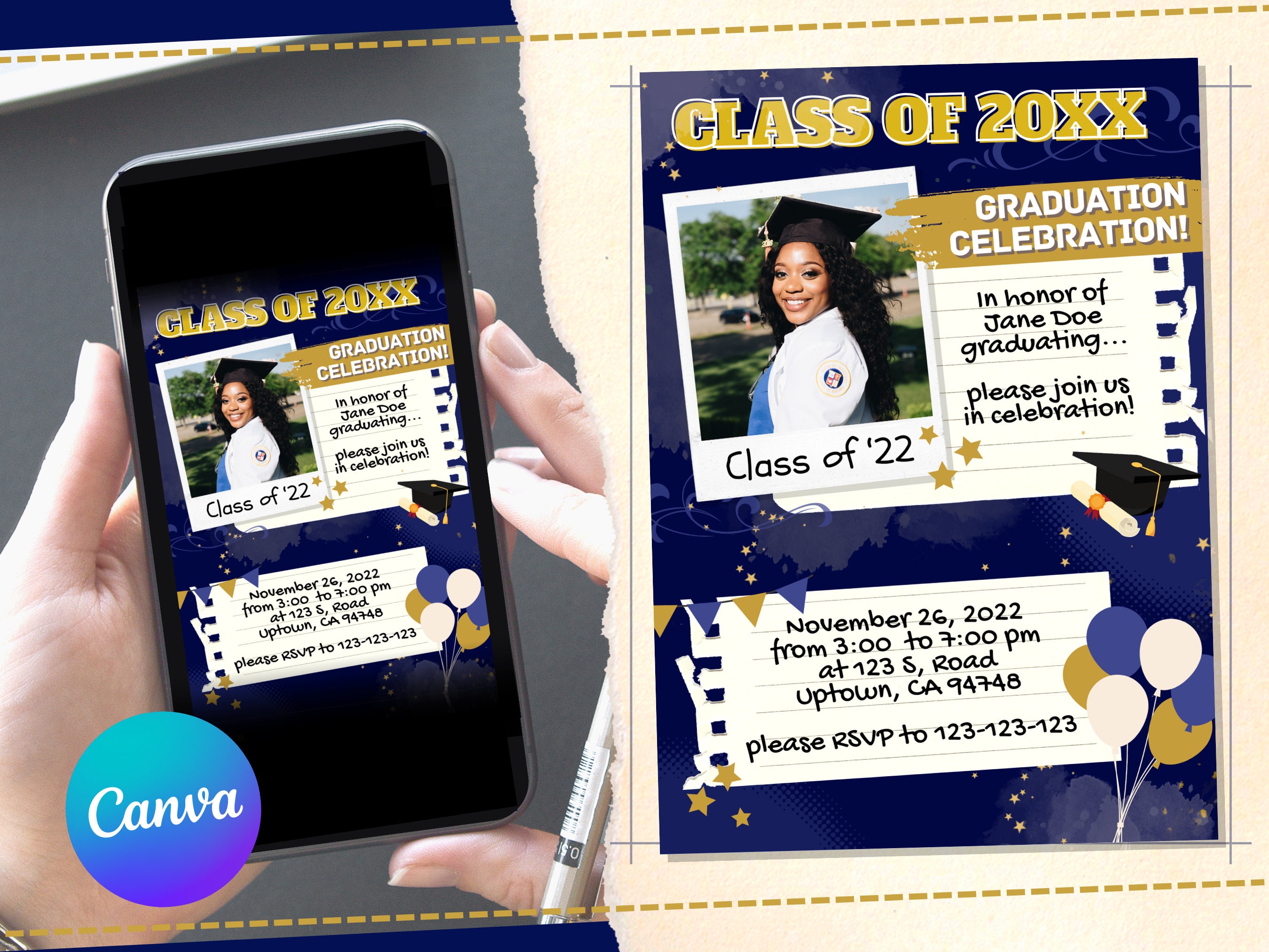 Editable Graduation Invitation Custom Graduation Invitation Digital ...
