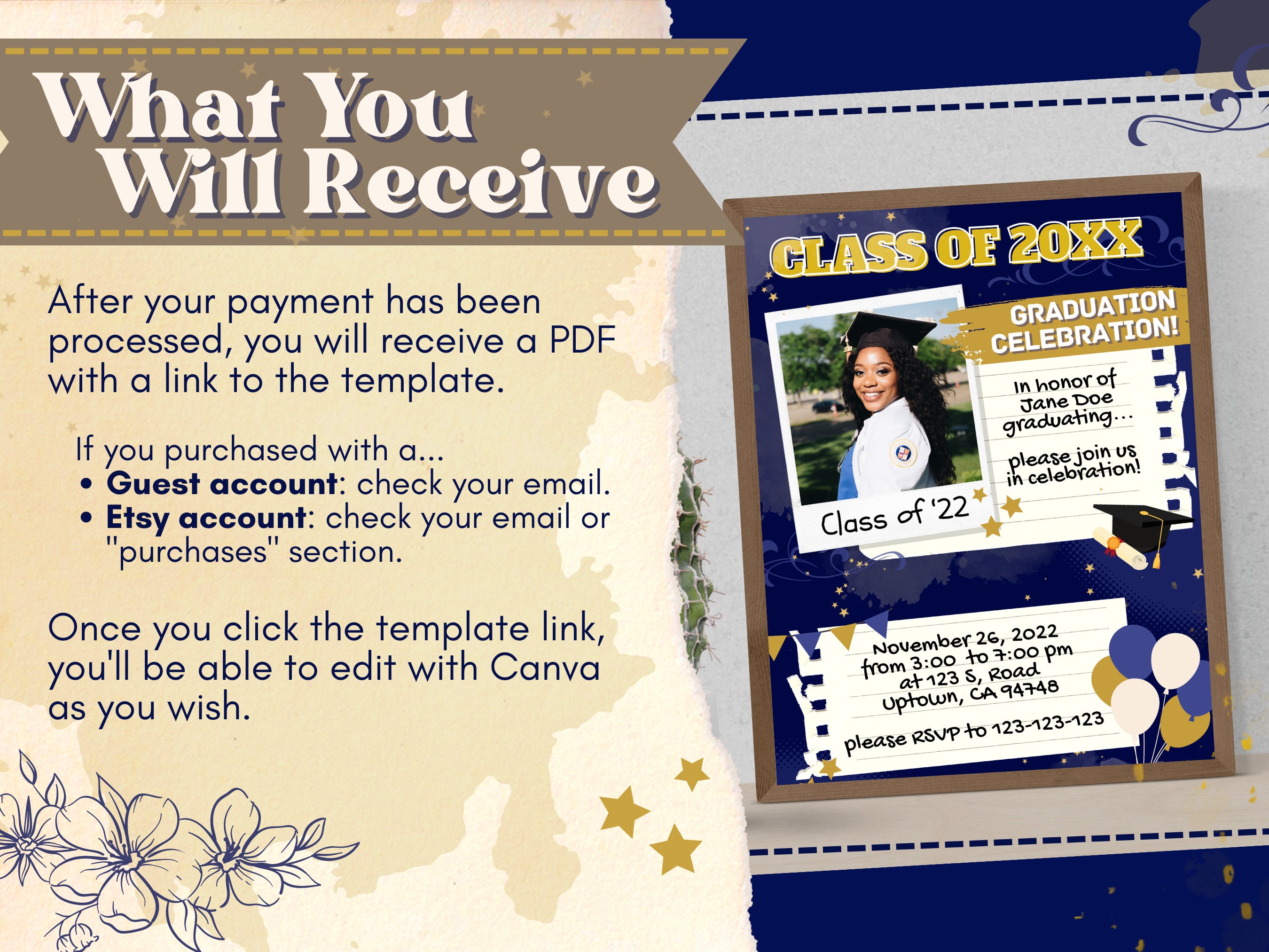 Editable Graduation Invitation Custom Graduation Invitation Digital ...