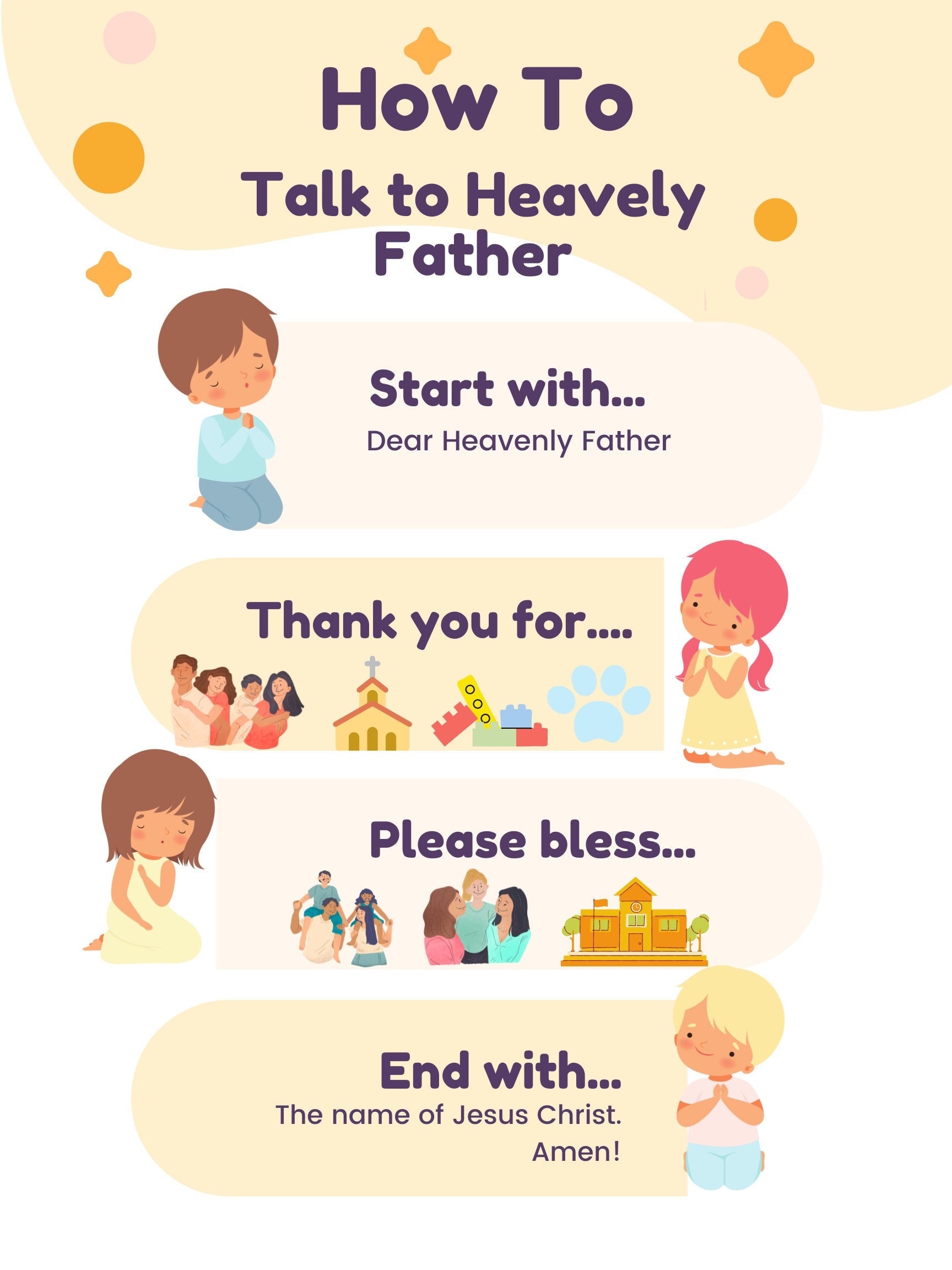 How to Pray Children's Poster - Etsy
