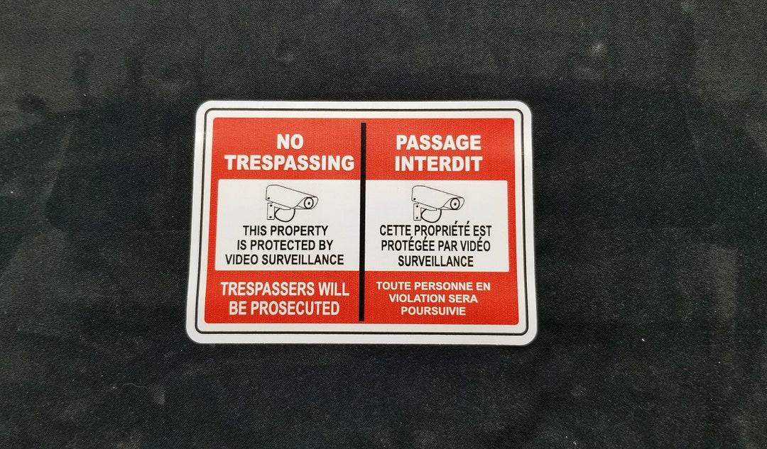 FRENCH & English WARNING STICKER Video Camera Surveillance Window Door ...