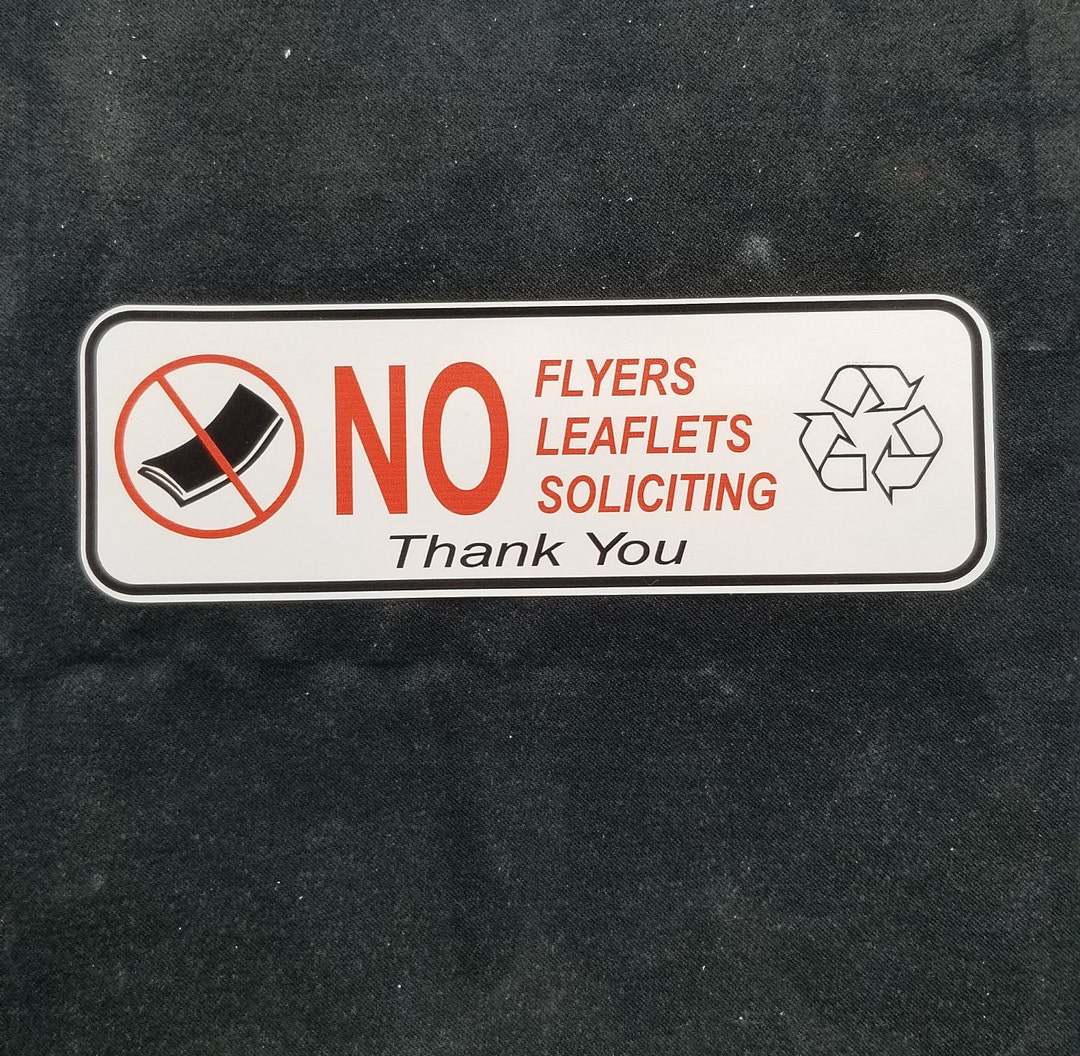 2 NO Flyers Soliciting Vinyl Sticker Home Security Outdoor Safety Mail ...