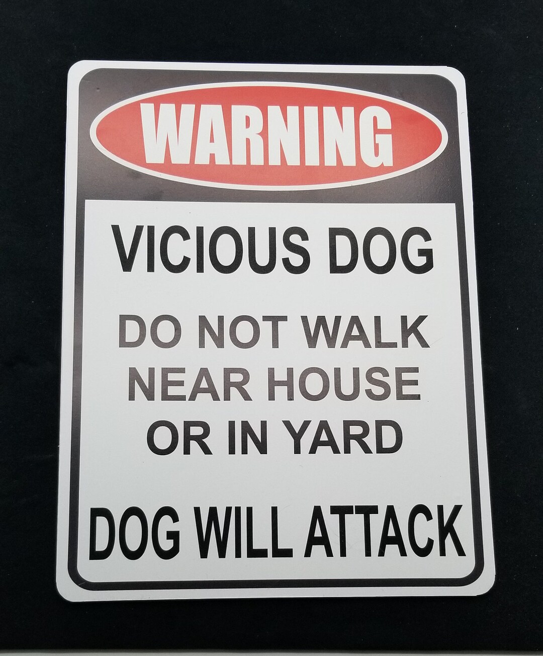 Warning Sign Vicious BEWARE of Attack GUARD Dog Security Patrol Yard ...