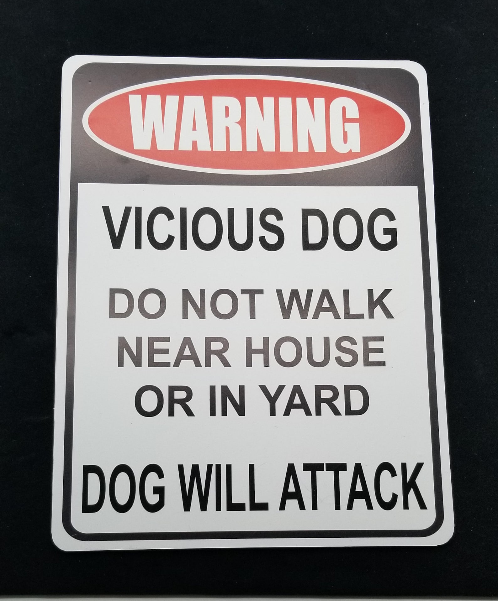 Warning Sign Vicious BEWARE of Attack GUARD Dog Security Patrol Yard ...