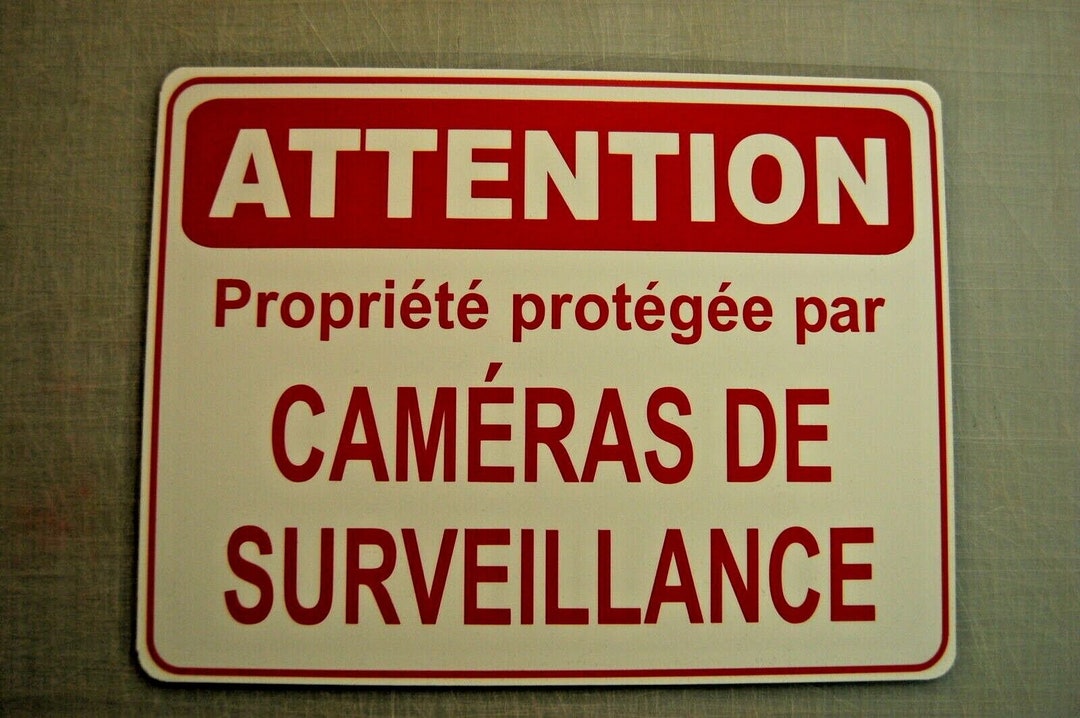 FRENCH Warning ATTENTION Video Camera SURVEILLANCE Security Sign ...
