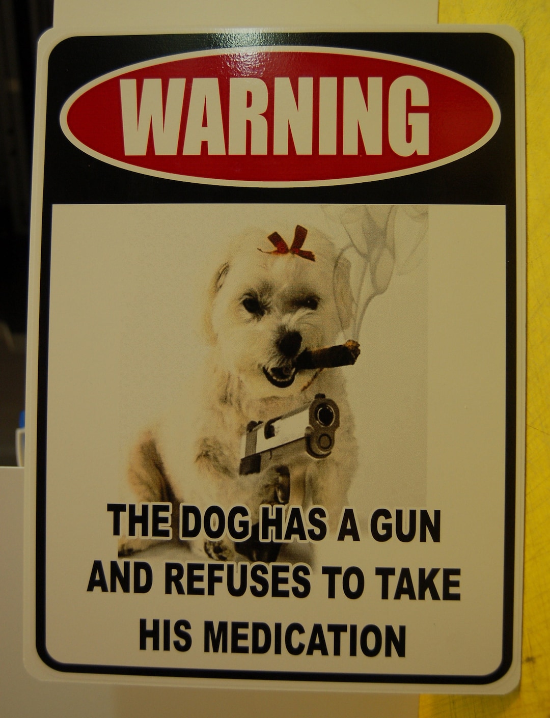 Guard Dog Security Warning Sign Funny Novelty Gun Protection Home ...
