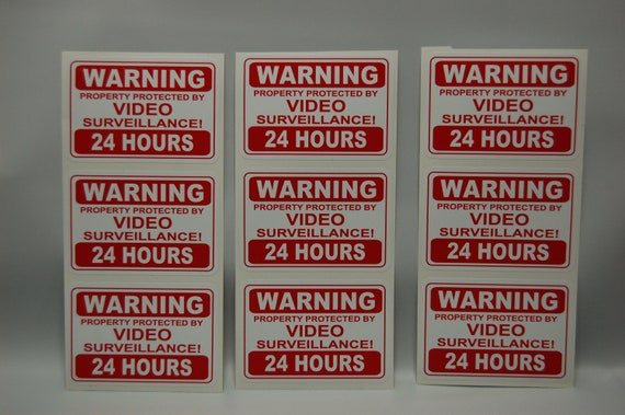 9 SECURITY Warning Stickers Video SURVEILLANCE Camera Decal - Etsy