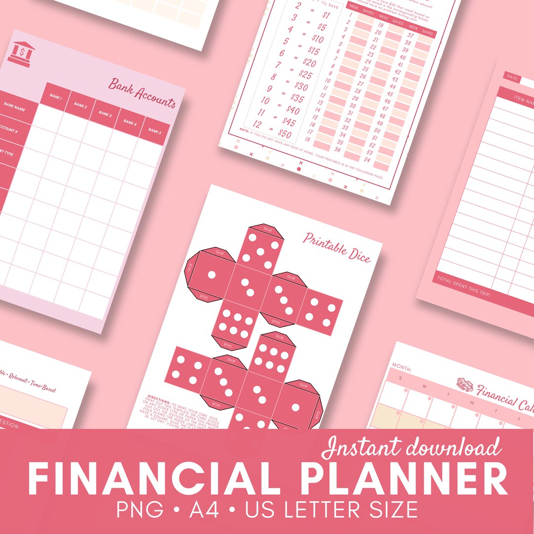 Monthly Budget Planner Printable, Pink Theme, Monthly Bills Tracker, US ...