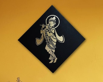 Krishna Hand Painted Painting on Canvas W without Frame - Etsy