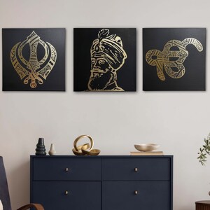 Guru Gobind Singh Ji, Khanda, Ek Onkar Mandala, Set of Three, Sikh Wall ...