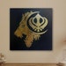 Sikh Khanda With Lion | Sher Foil Art on Canvas | Hand Made Sikh Art ...