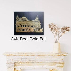 Handmade 24K Real Gold Foil Art, the Golden Temple, Siri Darbar Sahib ...
