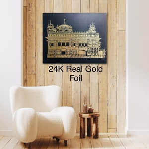 Handmade 24K Real Gold Foil Art, the Golden Temple, Siri Darbar Sahib ...