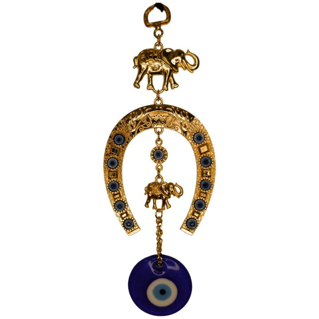 Horse Shoe, Evil Eye,elephant Wall Hanging, Good Luck Hanging, Home ...