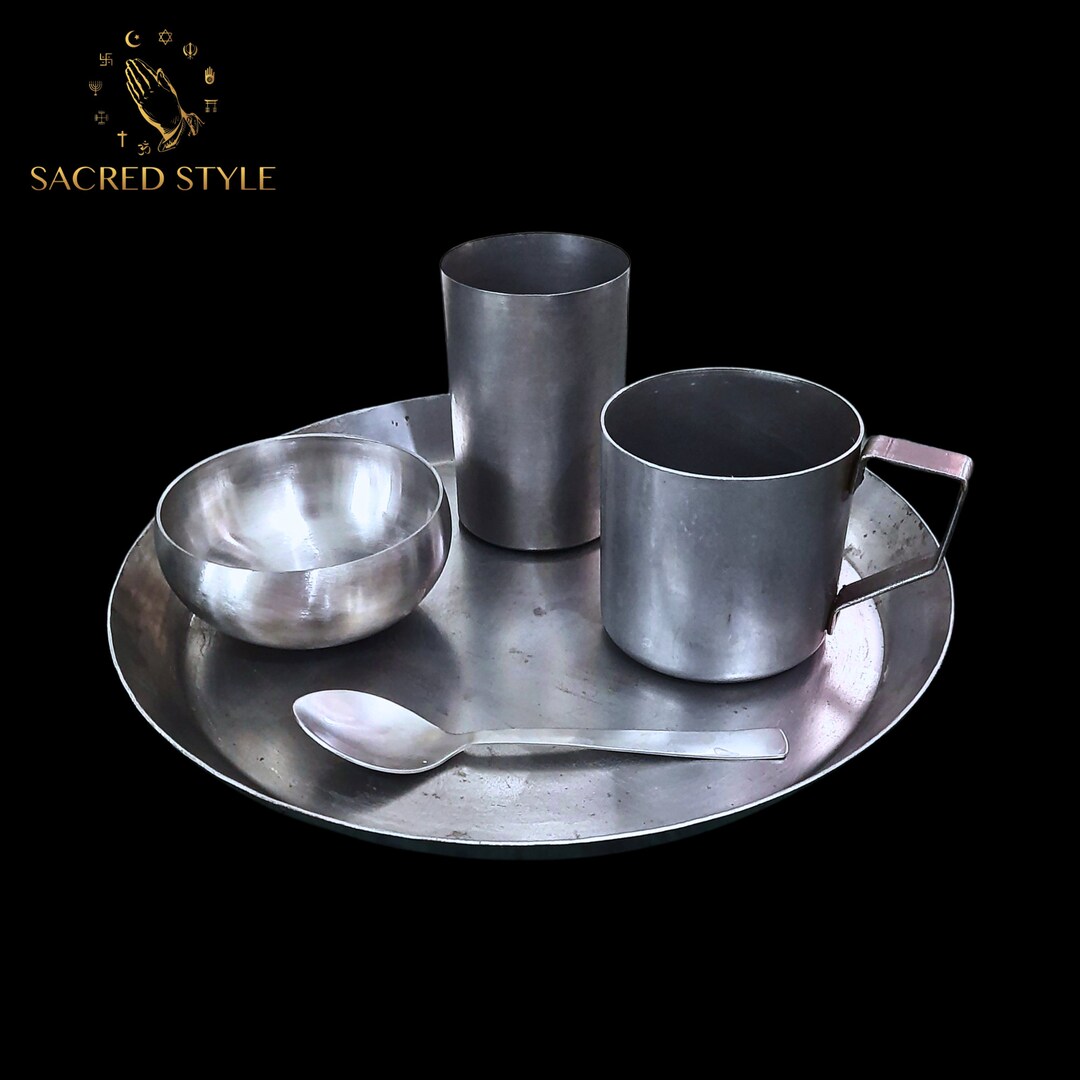 Sarbloh Dinner Ware Set of 5 Items, Hand Made Iron Bowl, Bata, Cup ...