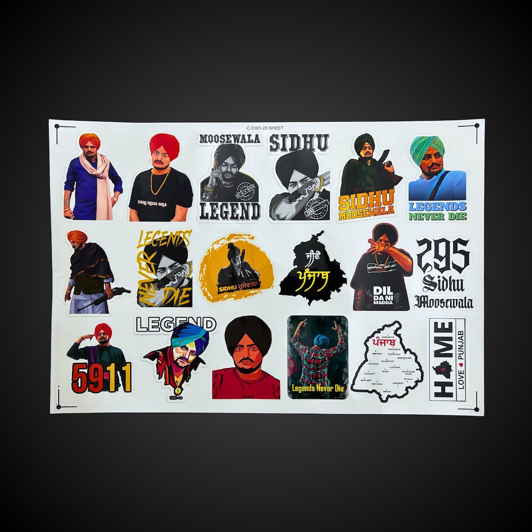 Sidhu Moosewala Punjabi Stickers, A4 Size Sheet, Punjabi Decals, Sikh ...
