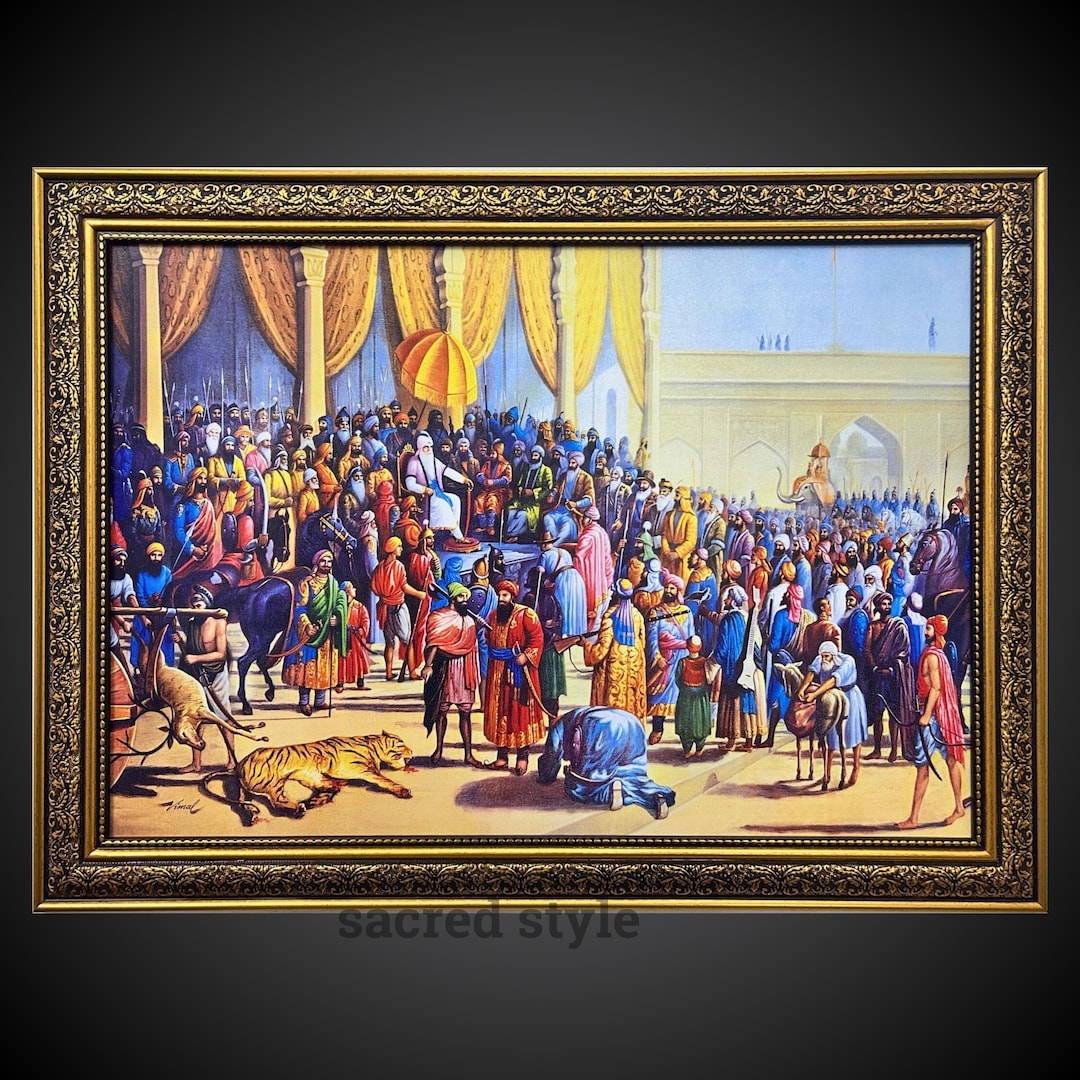 Maharaja Ranjit Singh Darbar Photo Frame 23x17 In, Sikh Photo Frame, Sikh Home Decor, Panjabi ...