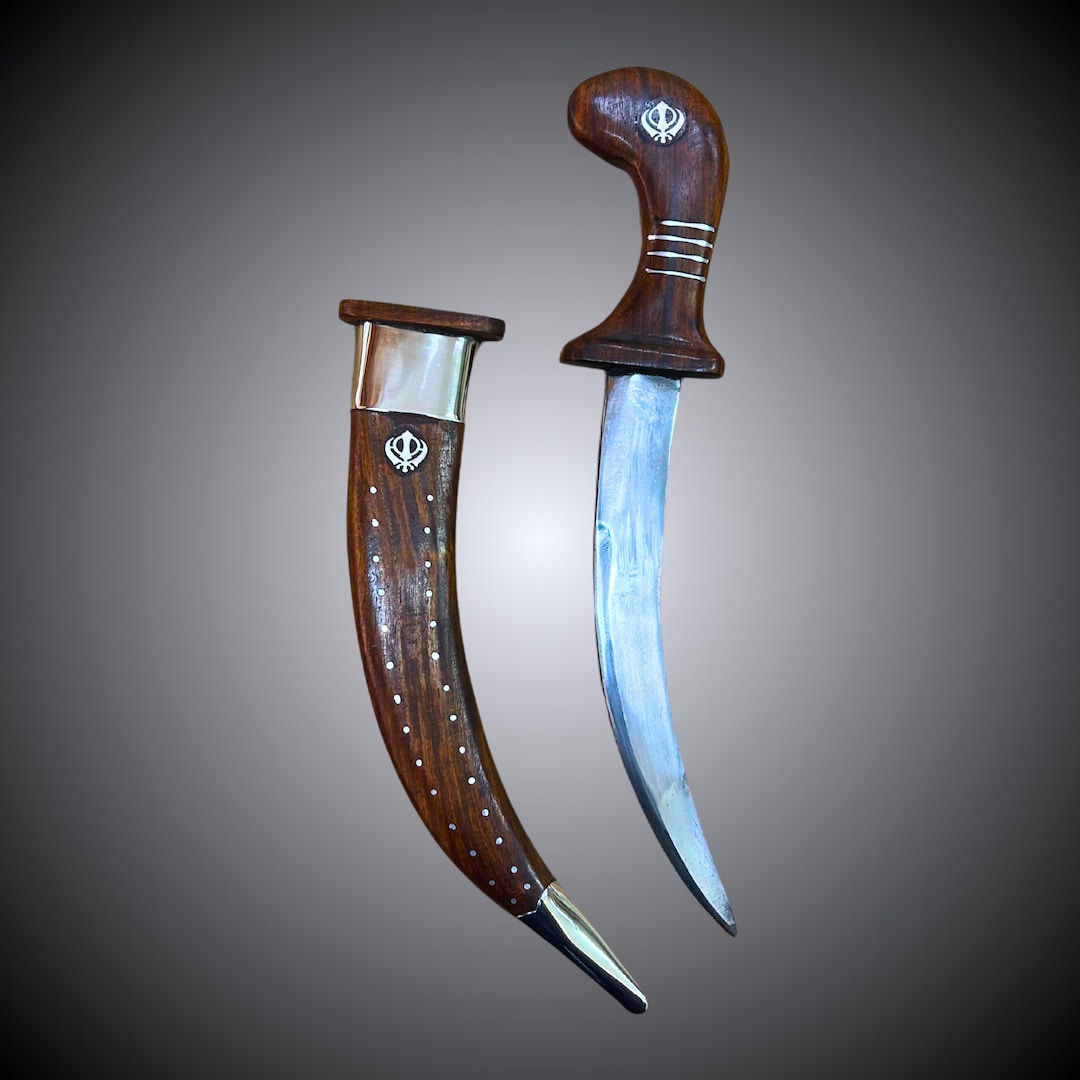 Kirpan Sarbhloh, Sikh Kakar, Kukri, Kakkar, 14 Inches Wood Case Kirpan ...