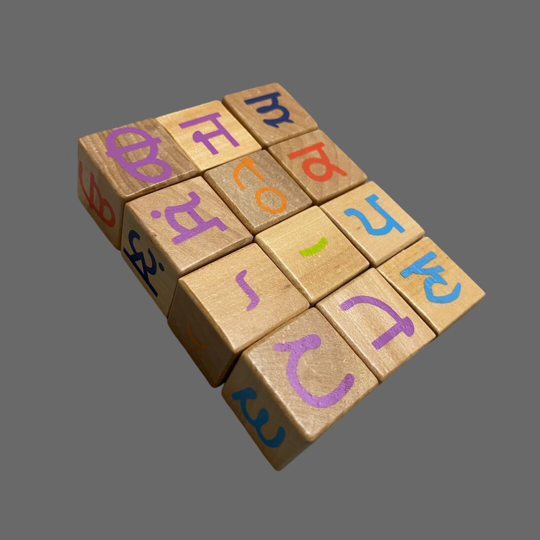 Gurmukhi Building Blocks for Kids, Punjabi Alphabet Wooden Blocks ...