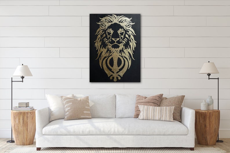 Handmade Khanda Foil Art, Sikh Lion Home Decor - Etsy