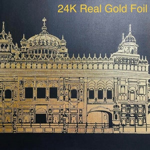 Handmade 24K Real Gold Foil Art, the Golden Temple, Siri Darbar Sahib ...