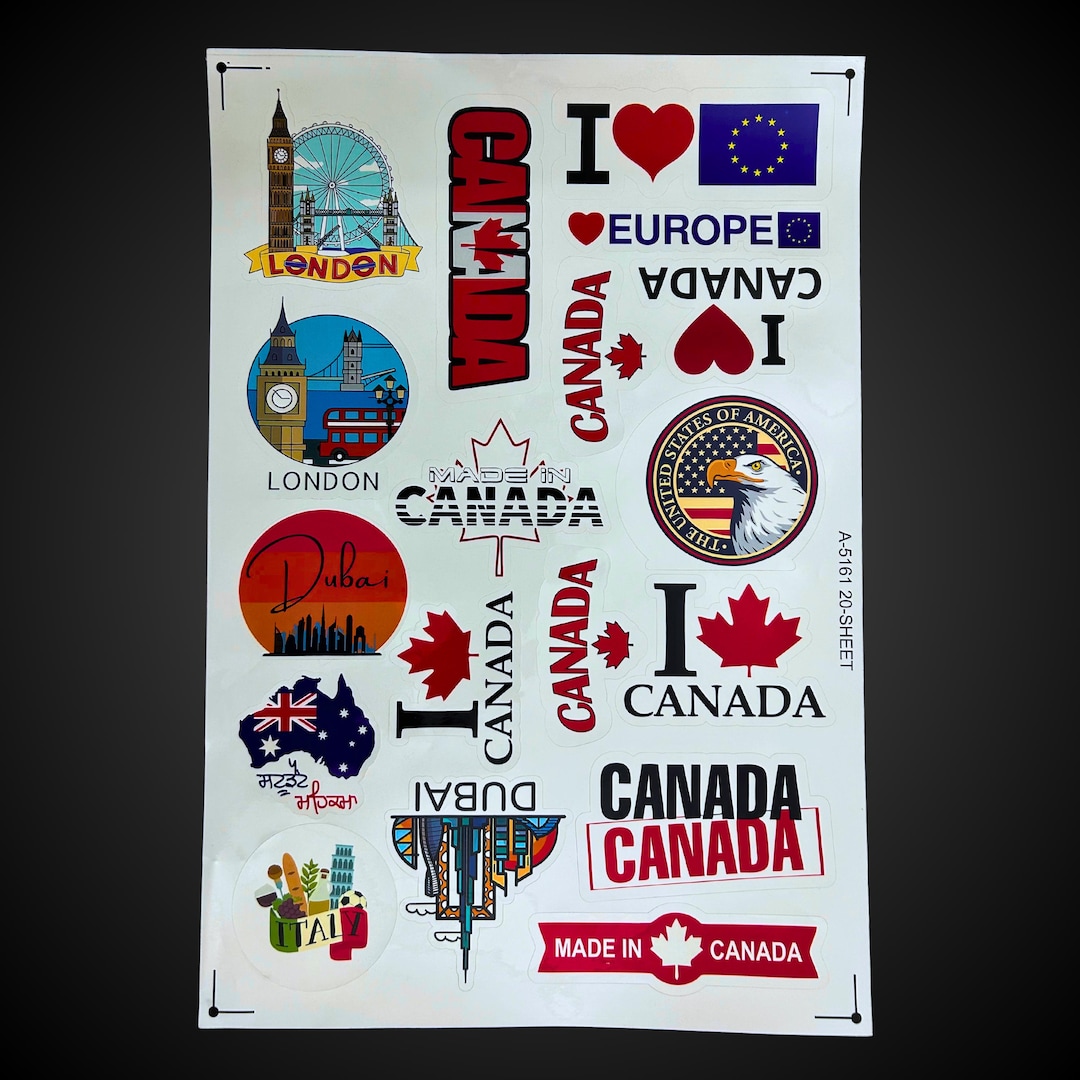 I Love Canada Stickers, A4 Size Sheet, Car Decals, - Etsy