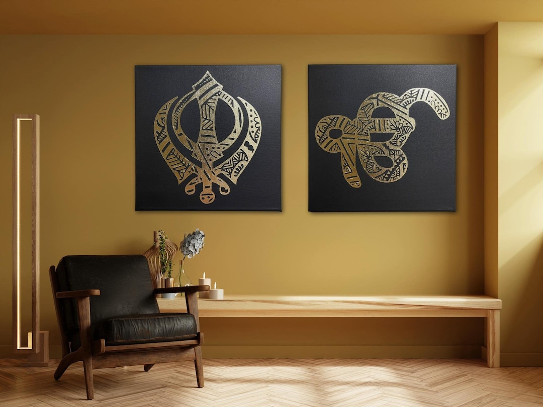 Khanda, Ek Onkar Mandala, Set of Two, Sikh Wall Art, Sikh Home Decor ...
