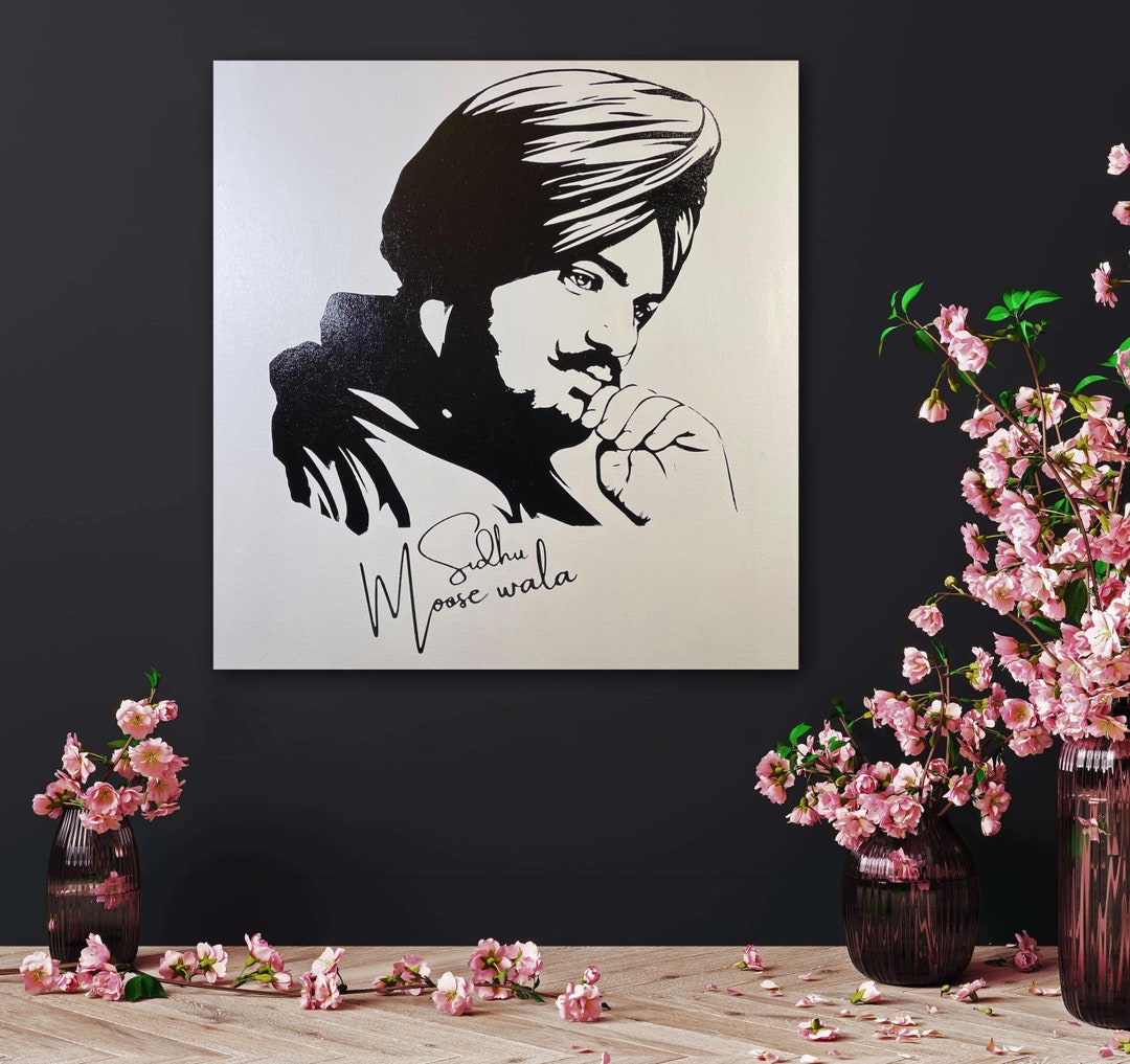 Hand Made SIDHU MOOSEWALA Foil Art on CANVAS| Moosewala Poster| Punjabi ...