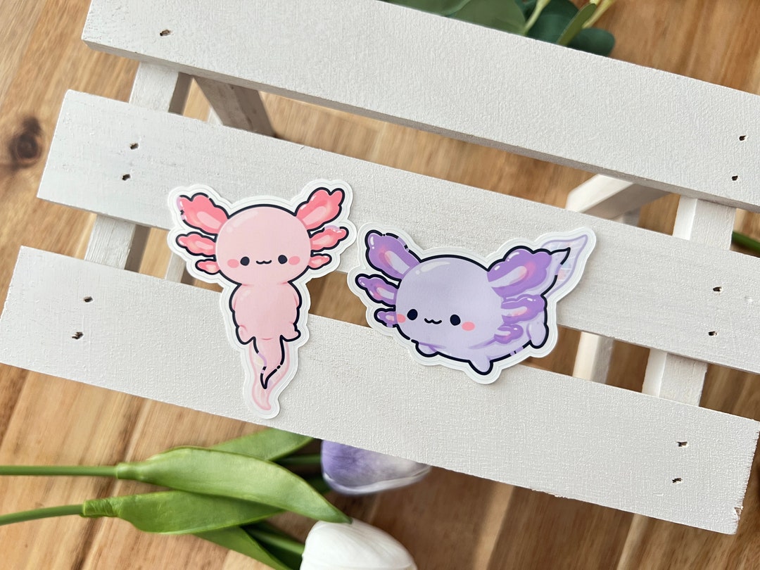 Axolotl Sticker Pack Weatherproof Glossy Die-cut Sticker | Waterbottle ...