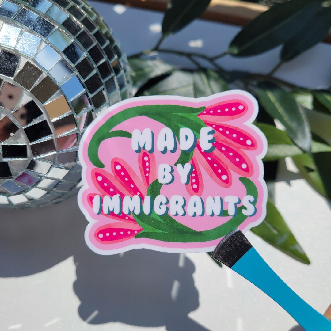 Made by Immigrants Pink Mexican Flower Sticker, Latina Nurse, Nursing ...