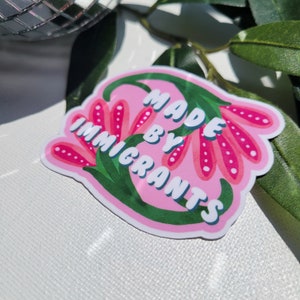 Made by Immigrants Pink Mexican Flower Sticker, Latina Nurse, Nursing ...