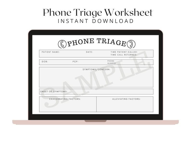 Telephone Triage Nurse Worksheet Fillable PDF Clinic Nurse - Etsy