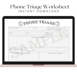 Telephone Triage Nurse Worksheet, Fillable PDF, Clinic Nurse Phone ...