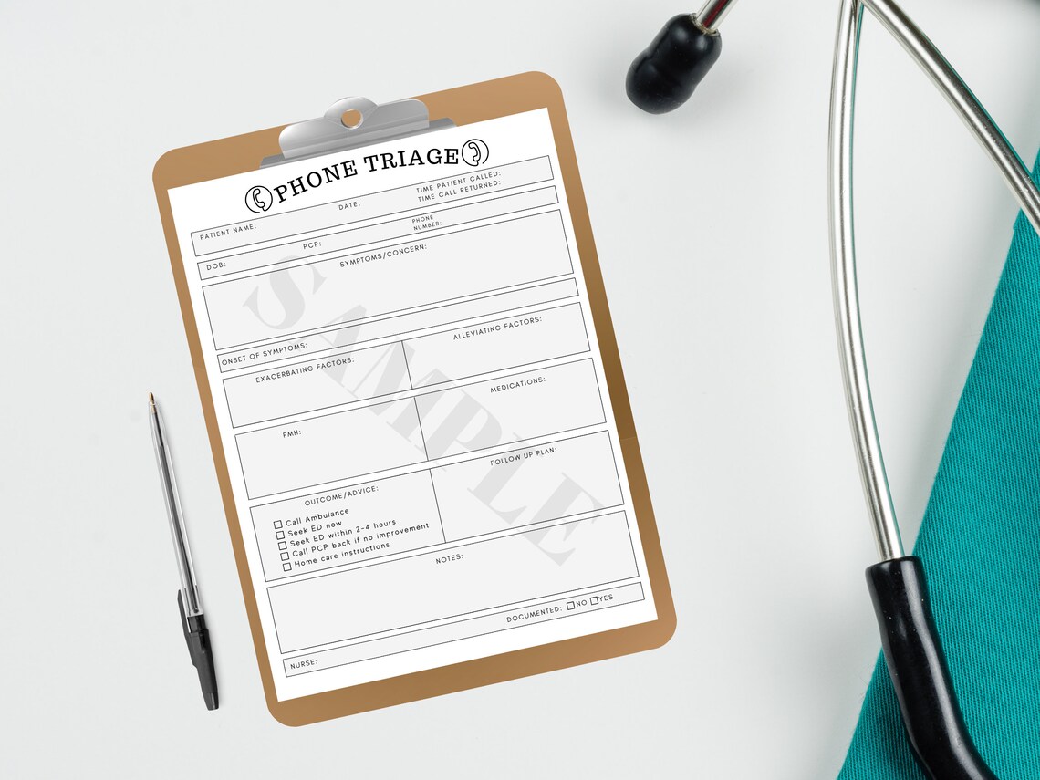 Telephone Triage Nurse Worksheet Fillable PDF Clinic Nurse - Etsy