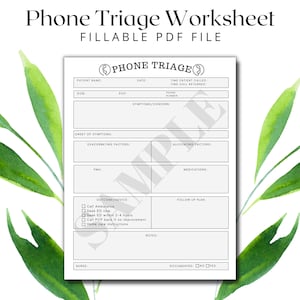 Telephone Triage Nurse Worksheet Fillable PDF Clinic Nurse - Etsy