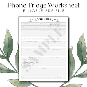 Telephone Triage Nurse Worksheet, Fillable PDF, Clinic Nurse Phone ...