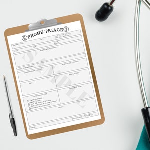 Telephone Triage Nurse Worksheet, Fillable PDF, Clinic Nurse Phone ...