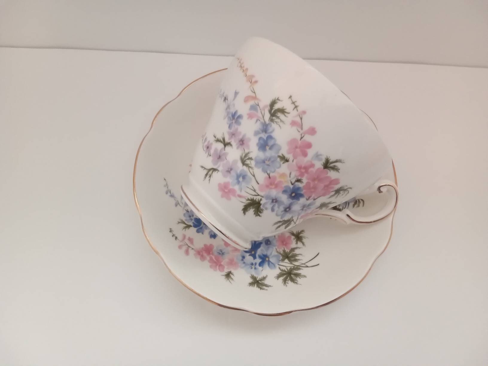Vintage Regency English Bone China Corseted Tea Cup & Saucer ...