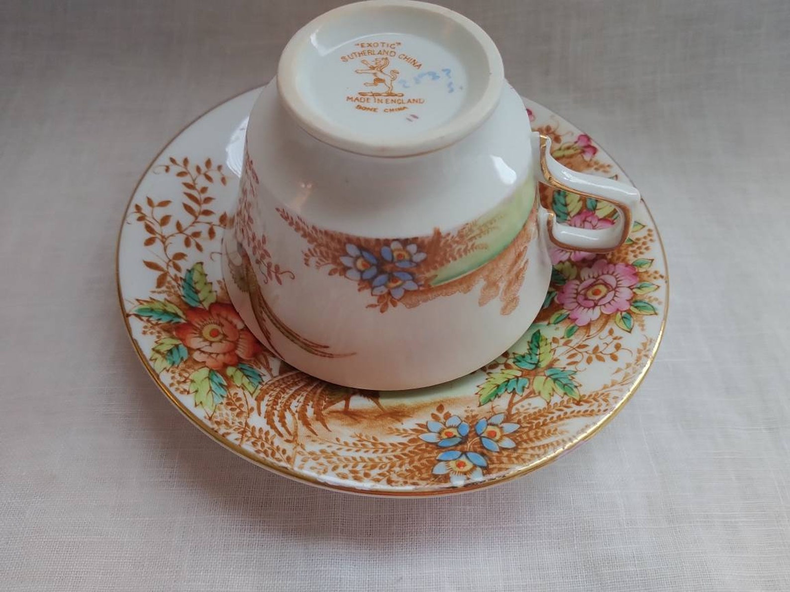 Vintage Sutherland China "exotic" Pattern Teacup and Saucer, Asian ...
